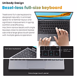 CHUWI 2023 MiniBook X Touchscreen 2-in-1 Laptop, 12GB RAM 512GB ROM, Intel Celeron N5100, 10.51" Windows 11 Convertible Laptops, 1TB SSD Expand, 1920x1200, Backlit Keyboard, WiFi 6, BT5.2, Webcam