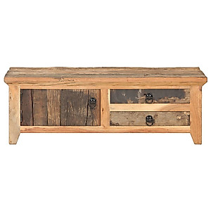 QJBSAVVA Coffee Table 35.4"x19.7"x12.2" Solid Reclaimed Wood,Entrance Table Tray Tables Center Table Low Table Suitable for Meeting Rooms, Reception Rooms, Offices