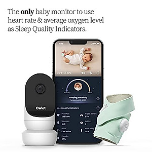 Owlet Dream Duo 2 Smart Baby Monitor - 1080p HD Video Baby Monitor with Dream Sock - Baby Foot Monitor and Sensor Tracks Heartbeat and Oxygen Levels in Infants and Newborns
