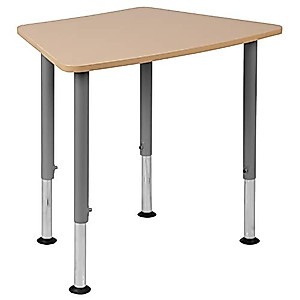 Flash Furniture Billie Hex Natural Collaborative Student Desk (Adjustable from 22.3" to 34") - Home and Classroom