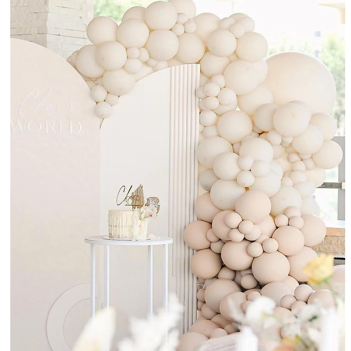 154pcs Ivory White Balloons White Sand White Cream Beige Balloon for Balloon arch Different Sizes 5/10/12/18 Inch Balloon Garland Kit for Wedding Birthday Party Supplies Bridal Shower Decorations