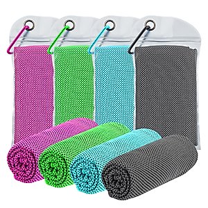 ExTowel Excellent Cooling Towels Neck and Face,(40" x 12") Bulk Ice Towel,Soft Breathable Cooling Towels for Hot Weather,Athletes,Yoga,Gym,Workout,Sports,Camping,Microfiber Cold Towels 4pack