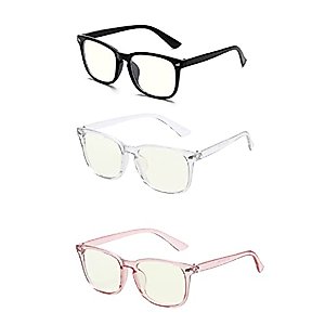Hypertech X blue light glasses for women, Unisex Blue Light Filter Glasses, blue light glasses men, bluelight glasses mens, mens blue light glasses Pack of 3, glasses for women, Pink, White