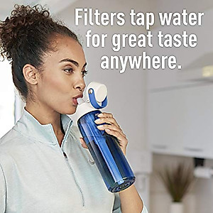 Brita Insulated Filtered Water Bottle with Straw, Reusable, BPA Free Plastic, Sapphire, 26 Ounce
