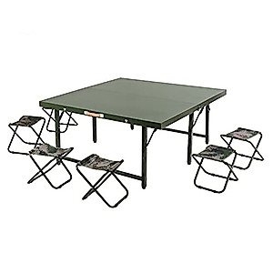Outdoor Table and Chair Set Outdoor Camping Table and Chair Set, Steel Outdoor Picnic Table, Family Gathering Folding Table, Nine in one