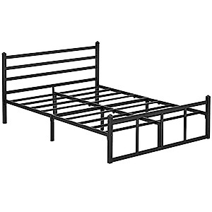 GreenForest Queen Bed Frame with Headboard Heavy Duty Metal Platform Mattress Foundation with Square Slats Support No Box Spring Needed, Black