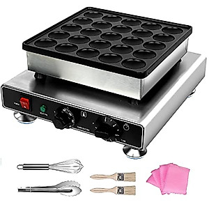 Mini Dutch Pancakes Maker Machine - Commercial Mini Poffertjes Machine Dorayaki, Electric 25PCS Muffin Iron with Non-Stick Plates for Bakery Home and Kitchen Restaurant Snack Bar | 110V