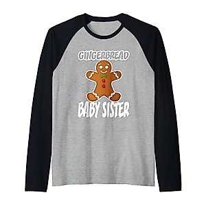 Gingerbread Baby Sister Christmas Stocking Stuffer Raglan Baseball Tee