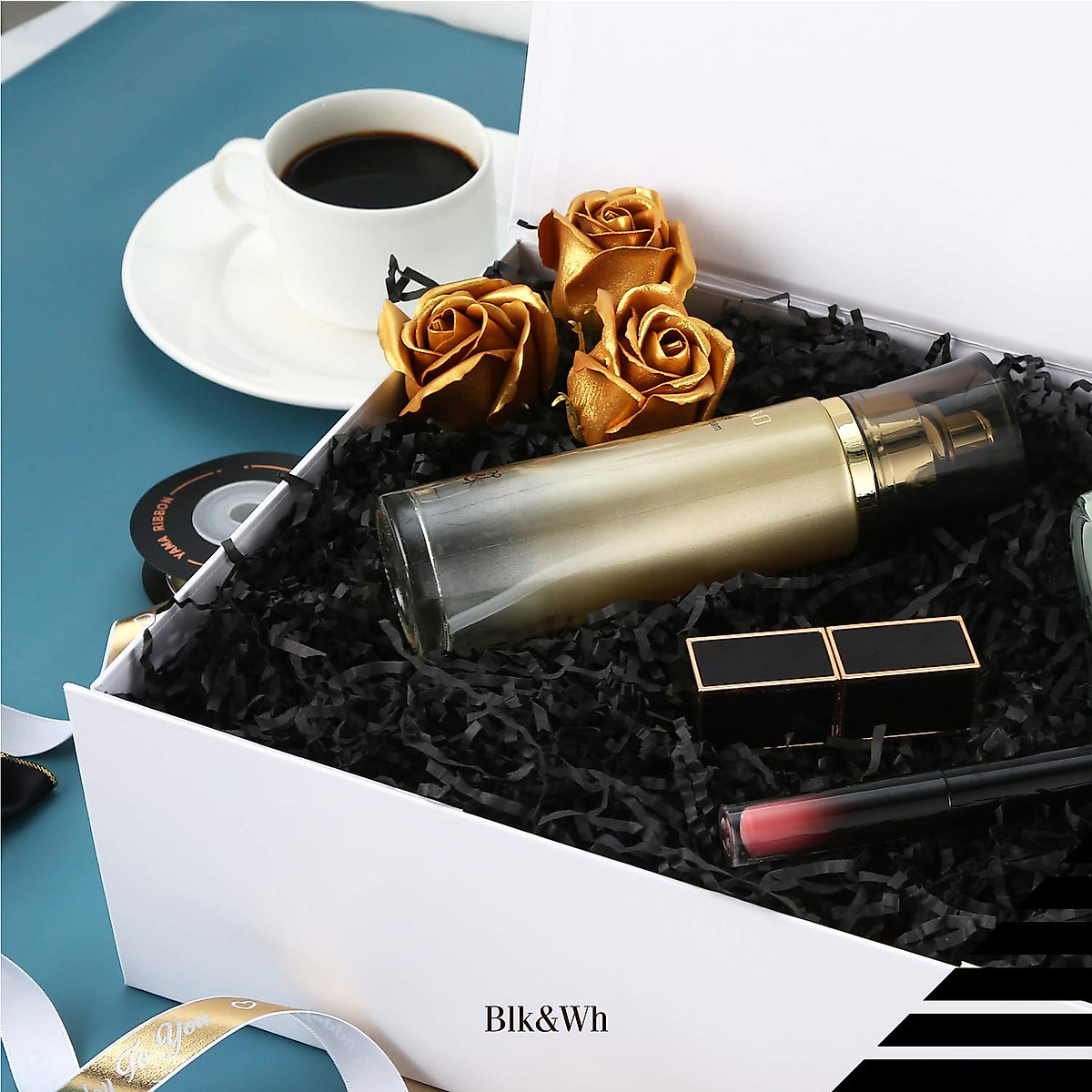 BLK&WH Gift Box 13.5x9x4.1 Inches, Large Gift Box with Lid, White gift Box, Bridesmaid Proposal Box, Collapsible Gift Box with Magnetic Lid (Matte White)