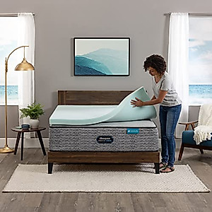 Beautyrest Thermagel Deluxe Cooling Pressure-Relieving Memory Foam Mattress Topper, Queen, 3-Inch, Blue