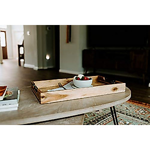 Villa Acacia Large Wood Serving Tray 24 Inch with Handles, Solid Wood, Light Finish