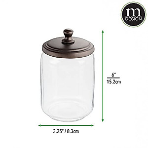 mDesign Small Modern Apothecary Storage Organizer Canister Jars - Glass Containers for Bathroom, Organization Holder for Vanity, Counter, Makeup Table, Hyde Collection, 3 Pack, Clear/Bronze