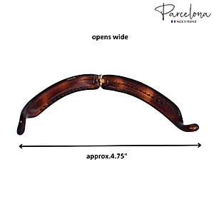Parcelona French Small 3 ¾” Celluloid Set of 2 French Banana Hair Clip Flexible Ponytail Holder Fashion Durable Styling Paris Hair Accessories for Women, Made in France (Tortoise Shell-Black)