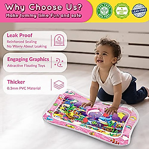 Infinno Tummy Time Water Mat for Babies, Baby Toys for 3 6 9 Months Girls and Boys Sensory Development, Great Gift Idea for Newborns