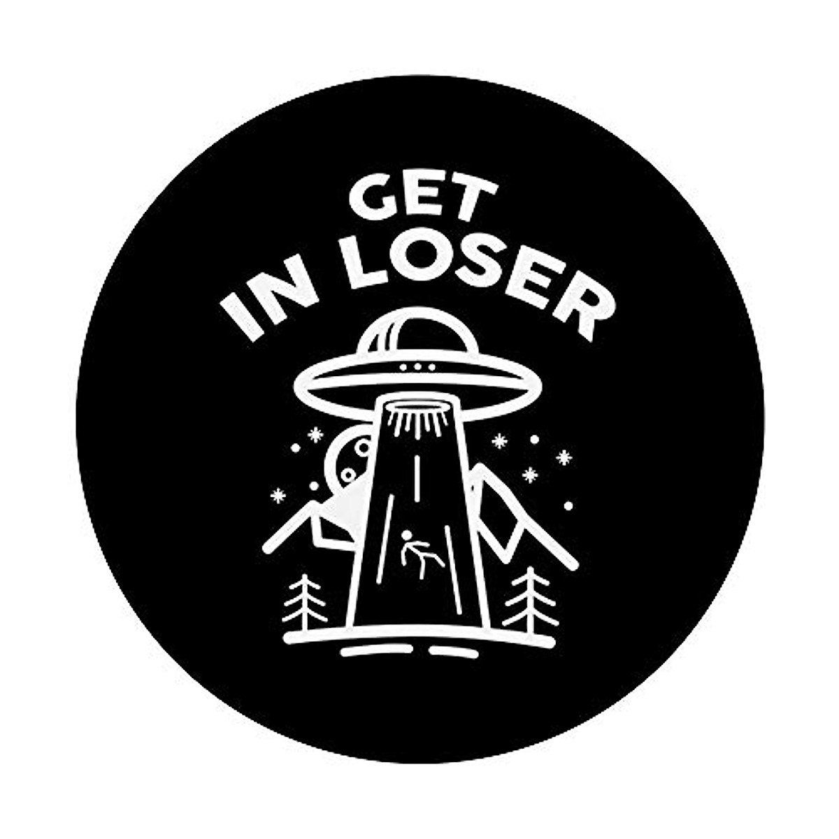 Retro Vintage Get In Loser Alien Funny Gift PopSockets PopGrip: Swappable Grip for Phones & Tablets