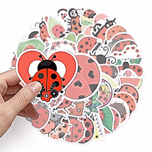 ACEPL Ladybugs Stickers 50pcs Cute Cartoon Ladybirds Vinyl Waterproof Stickers for Water Bottle Laptop Skateboard Guitar Scrapbook Phone Bicycle Computer Decal for Kids Teens