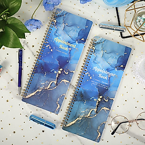 Poluma - Salon appointment book, 11.5" x 4.7", 2 Columns Undated , 6 AM - 9 PM, Twin-Wire Binding, 200 Pages for Hair Stylist - Blue