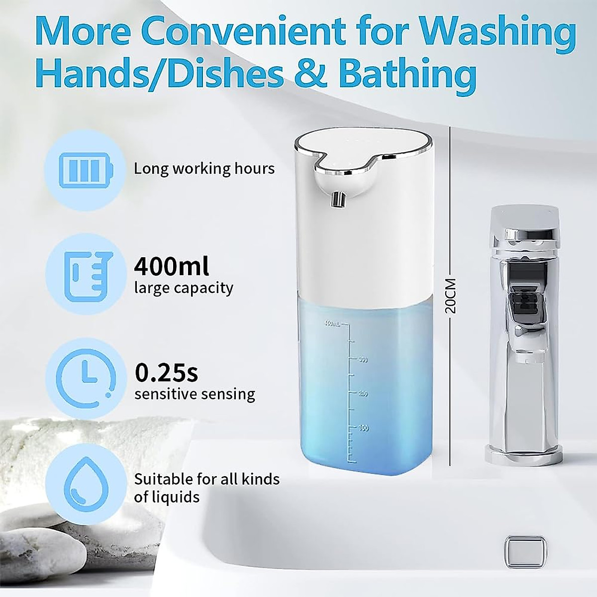 Automatic Soap Dispenser - Automatic Foam Hand Soap Dispenser, No-Touch Foam Soap Dispenser, 13.5 oz/400ml Wall Mountable - for Bathroom Kitchen Hand Soap Dispenser