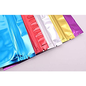 100 Pieces Colorful Self Sealing Zip Mylar Packing Pouch Storage Food Accessory Snack Package Bags Heat Seal Tear Notches Aluminum Foil Wholesale Food Grade Pouches (Color Random) (7.5x6.5cm)