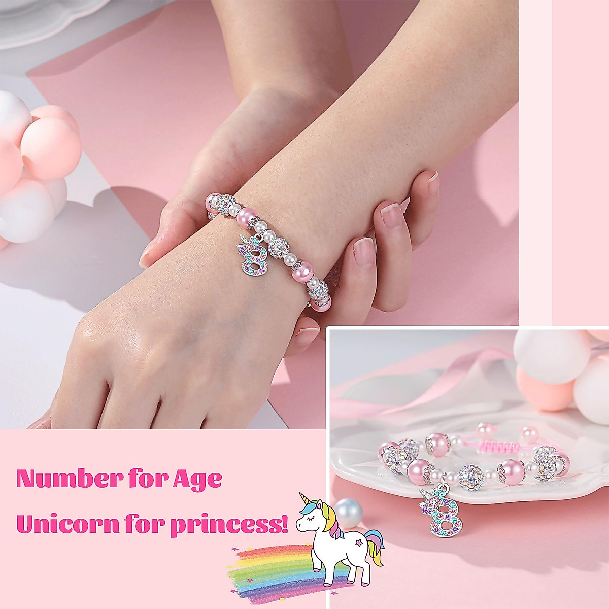 UPROMI 8 Year Old Girls Birthday Gifts for Age 6 8 12 7 10, Unicorn Christmas Easter Stuffers Valentines Day Gifts for Girls Bracelet Ideas