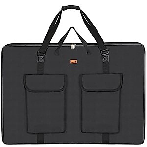 TreochtFUN Art Portfolio Case 24 x 36, Artist portfolio bag 2K Waterproof Canvas Carrying Case with Tote, Portfolio Folder for Artwork Storage for Poster Board Drawing supplies.(Black)