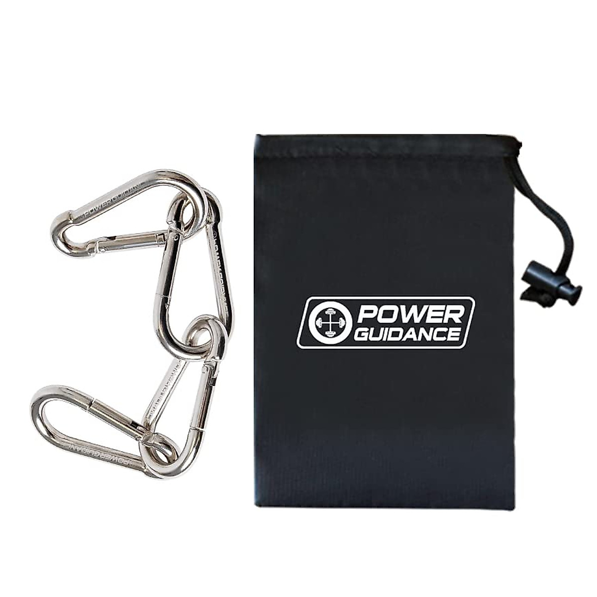 POWER GUIDANCE Stainless Steel Snap Hook, Carabiner Fit for Lat Pulldown Attachments, chrome-plated coating, Cable Machine Accessories for Home Gym, Weight or Climbing attachments, Set of 4