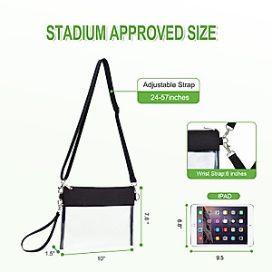 USPECLARE Clear Crossbody Purse Bag Stadium Approved Clear Tote Bag for Work Concert Sports(Black)