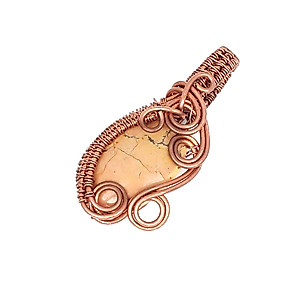 Natural Yellow Aagte Jasper Wire Wrapped Pendant For Unisex