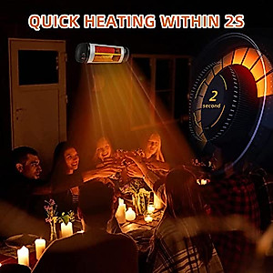 LHRIVER Infrared Heater, Wall-Mounted Electric Space Heater with Remote, Waterproof, Outdoor Heaters for Patio, Backyard, Garage, and Decks, Restaurant