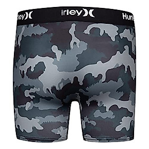 Hurley Boys' Classic Boxer Briefs (2-Pack), Dark Grey Heather Camo/Black, M