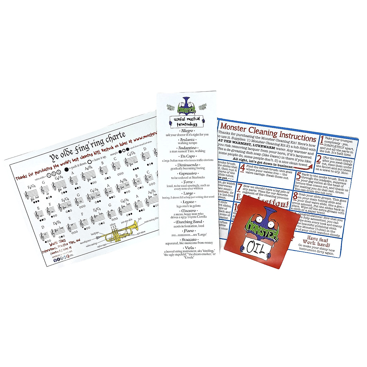 Monster Trumpet Cleaning Kit | USA-Based and Veteran-Owned! | Valve Oil, Slide Grease, and More to Take Care of and Clean Your Trumpet and Cornet!