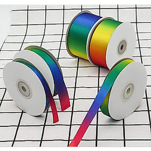 Aertai Wide Single Face Shiny Rainbow Satin Ribbon Roll, 2 inchxContinuous 25 Yards, Ribbon for Gift Wrapping, Wedding Decor & DIY Bow Making (2''x25 Yards)