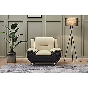 Kingway Faux Leather Living Room Sofas, 6 SEAT, Beige/Black