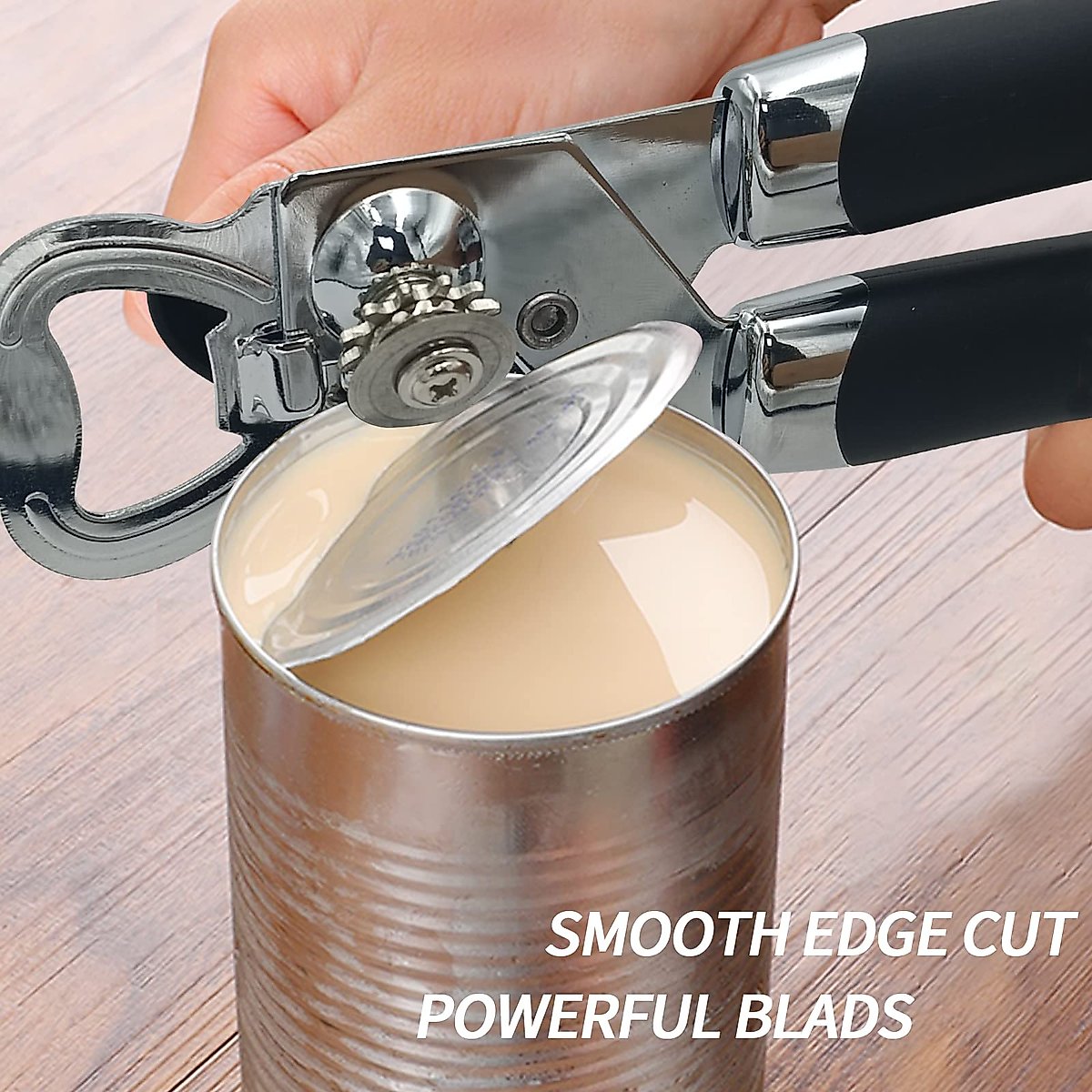 Safring Can Opener Manual, Handheld Strong Heavy Duty Stainless Steel Can Opener, Comfortable Handle, Sharp Blade Smooth Edge, Can Openers with Multifunctional Bottle Opener