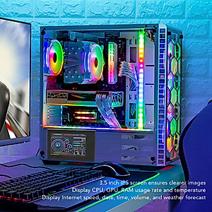 3.5in IPS USB Mini Screen, Customizable Screen Layout, Support, Linux, Windows, Real Time Full Visibility of Your Host Status, Computer Temp Monitor