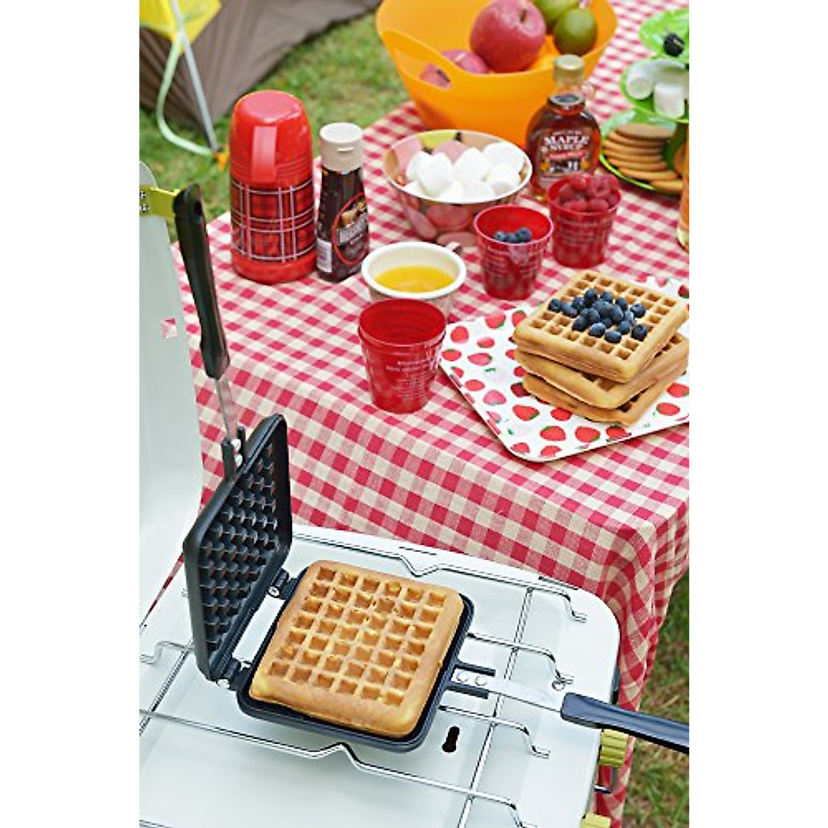 Yoshikawa SJ2275 Waffle Maker, Single, Fluorine Treatment, For Gas Stoves, Black, 13.6 x 5.6 x 1.3 inches (34.5 x 14.3 x 3.2 cm)