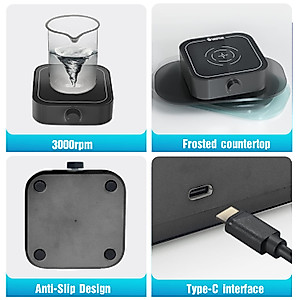 WEST TUNE Magnetic Stirrer 3000rpm, Magnetic stir Plate with Stir Bar, Mini Magnetic Mixer Stirrer Max Stirring Capacity 3000mL, Lab Stirrers (No Heating)