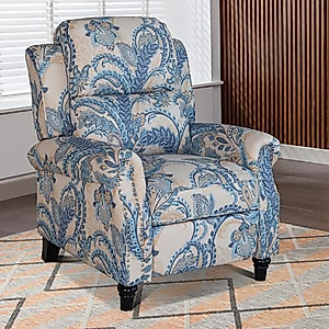 CANMOV Pushback Recliner Chair Faux Leather Armchair Push Back Recliner with Rivet Decoration Single Sofa Accent Chair for Living Room, Chocolate