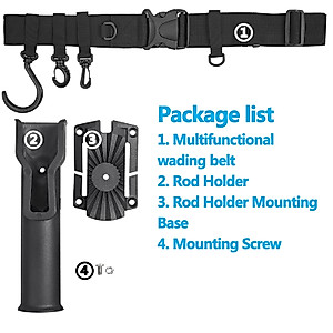 Adjustable Fishing Wading Belt with Rod Holder, Fit Waist up to 55"