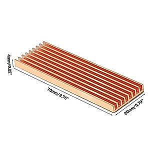 icepc M.2 PCI-E NVME 2280 SSD Heatsink Pure Copper Heat Sink,High Performance SSD Radiator with Thermal Pad for PS5/Laptop/PC 2280 NGFF Solid State Disk Cooler(70x20x4mm)