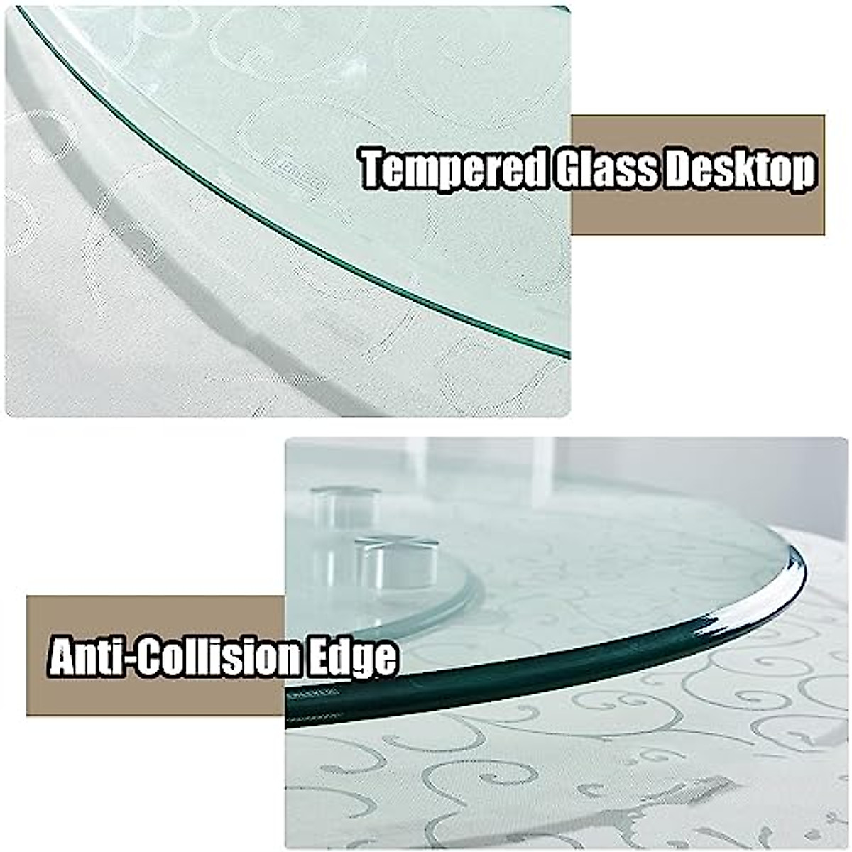 Yesbon Large Glass Lazy Susan Turntable Dining Table, Round Tempered Glass Turntable Swivel Tray Anti-tilt Spinning Dining Table Centerpiece, for Kitchen Dining, Parties,90cm