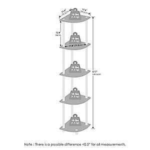 Furinno Turn-N-Tube 5 Tier Freestanding Corner Display Rack Shelving Unit, Columbia Walnut/Black