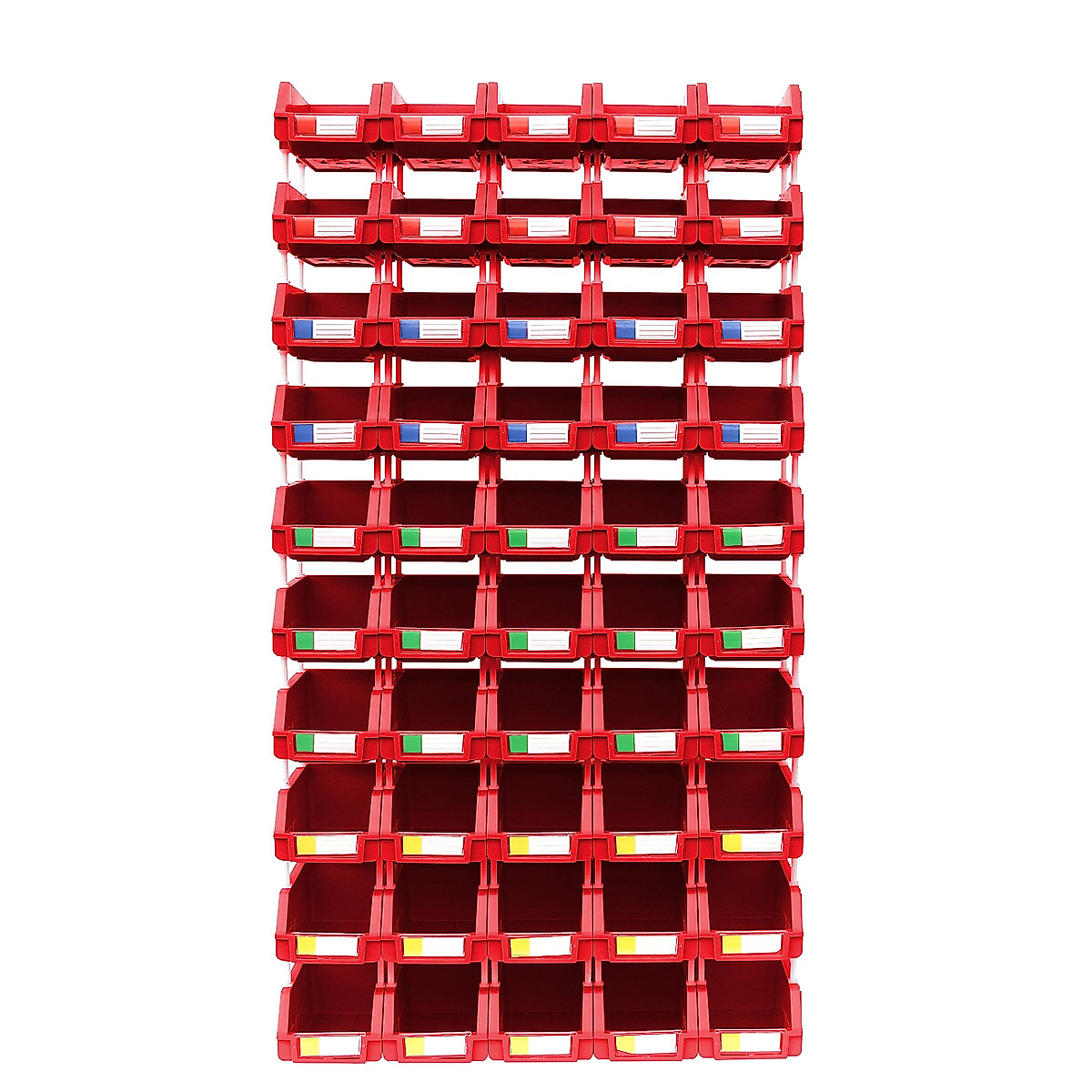 DJC Supply Red Small 3.9" X 6.3" X 2.9" Heavy duty thermoplastic storage bin organizer, Stackable, Hangable, Side-connect, Used in classrooms, garages, warehouse, factrories and more! (8 Pack)
