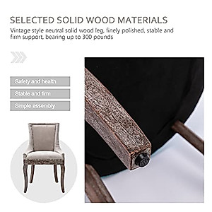 Kiztir Upholstered Dining Chairs Set of 2, Farmhouse Dining Chairs with Solid Wood Legs, Nailhead Trim, Tufted Dining Chair for Kitchen/Living Room/Bedroom (Beige)