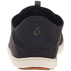 OLUKAI Nohea Moku Men's Boat Shoes, No Tie Laces & Stretch Construction, Breathable Mesh & All Weather Rubber Soles, Black/Black, 12