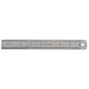 Stainless Steel Metric and Imperial Ruler - 8 Inches (20 cm) - Metal Flexible Ruler - Centimeters & Inch Metal Ruler Steel
