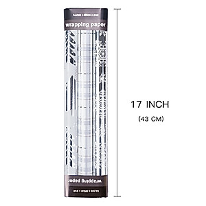 LeZakaa Christmas Wrapping Paper Mini Roll, Silver Metallic Foil Paper - Tree/Snowflake/Plaid Design for Gift Wrap, Arts Crafts - 17 x 120 inches - 3 Rolls (42.5 sq.ft.ttl.)