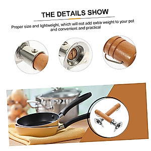 HANABASS Snow Pan with Wooden Handle Skillet Stainless Griddle Japanese Frying Pot Fry Pan Handle Replacement Universal Pot Replacement Cookware Handle Wok Handle Pot Grip 2pcs