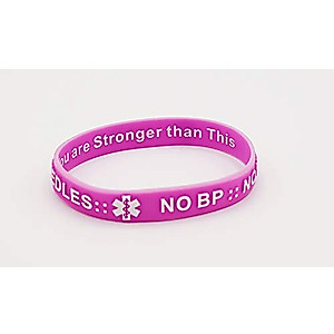 MandM NO BP, NO Needles for Dialysis, Lymphedema Arm Alert Silicone Bracelets, Wristbands Blue and Red(2)