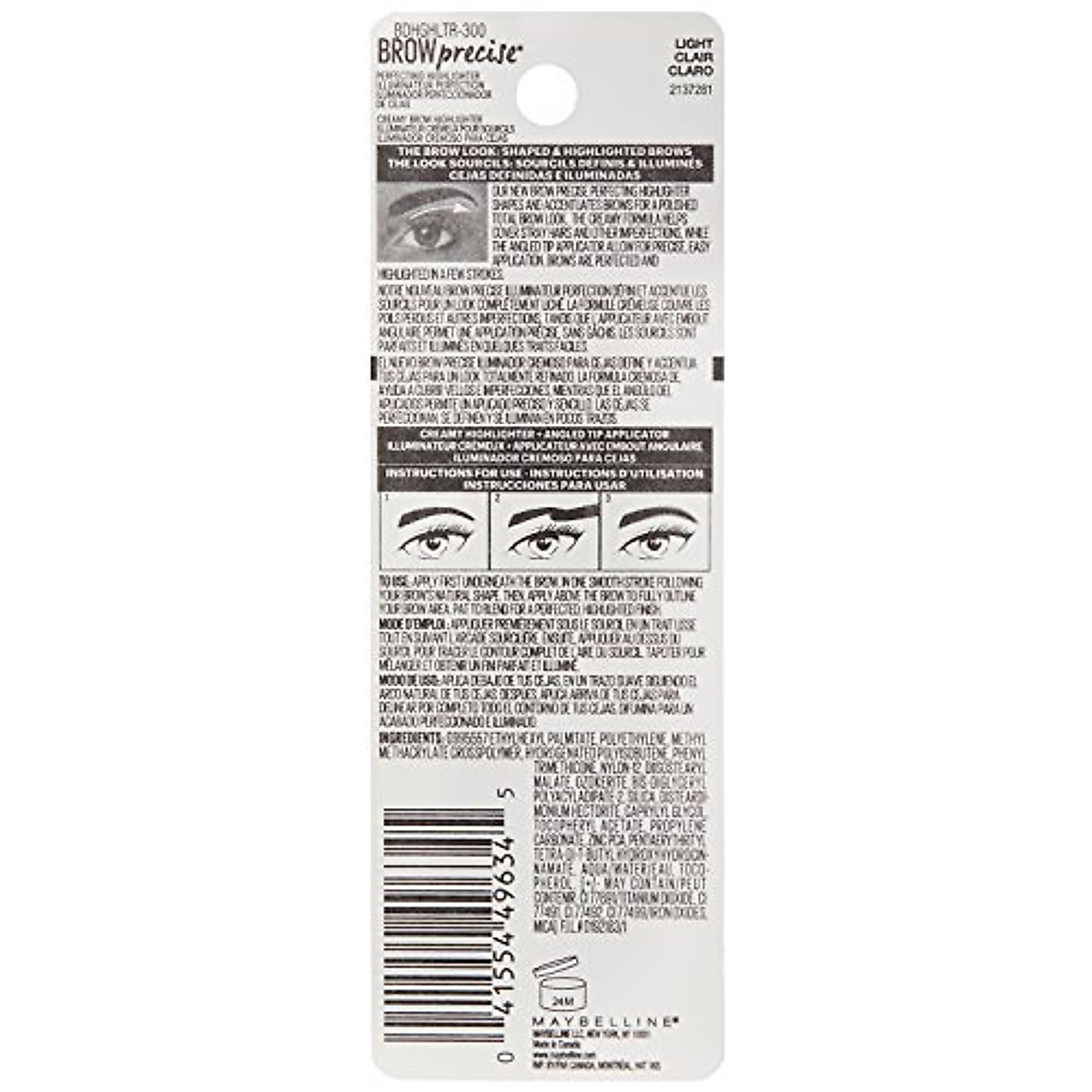 Maybelline New York Brow Precise Perfecting Eyebrow Highlighter, Light, 0.04 oz.
